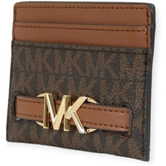 Other | Reed Large Card Holder Wallet Mk Signature Logo Leather Brown ...